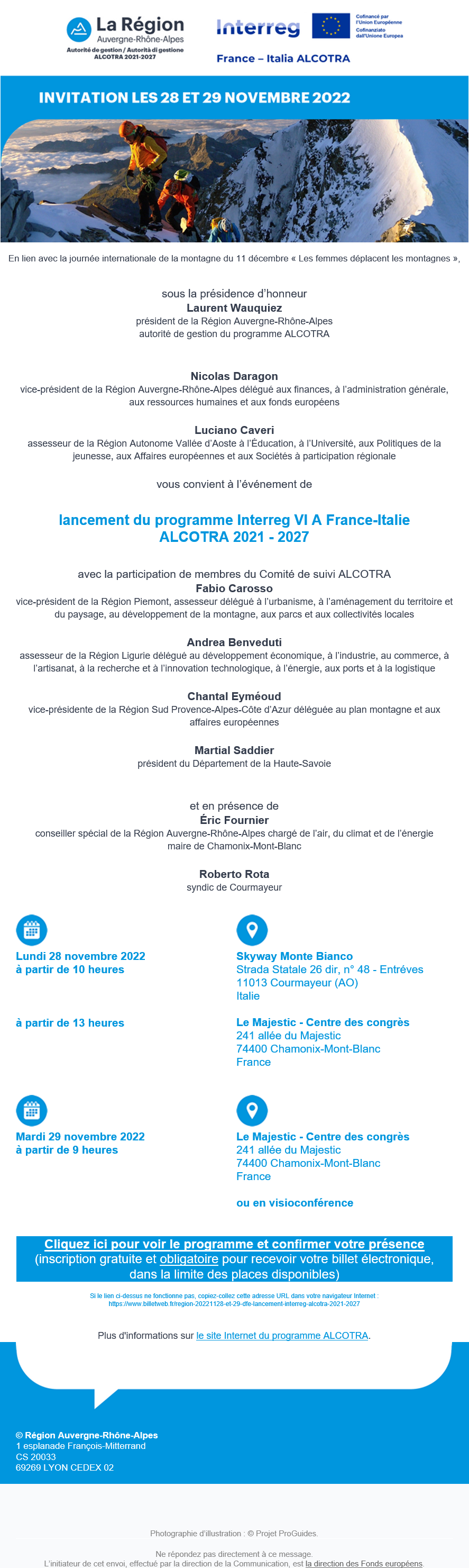 Invitation à l'événement de lancement du programme Interreg VI A France-Italie ALCOTRA 2021-2027 ...